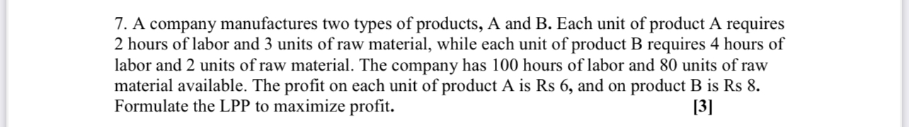 Solved A company manufactures two types of products, A and | Chegg.com