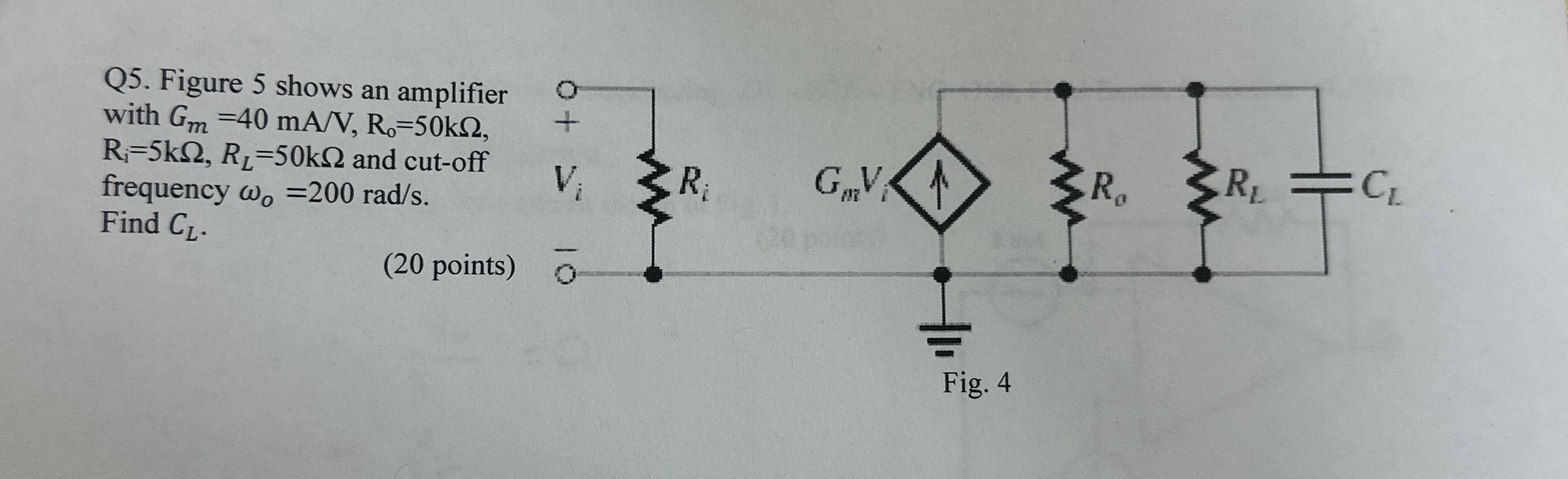 Solved Q5. ﻿Figure 5 ﻿shows an amplifier with | Chegg.com