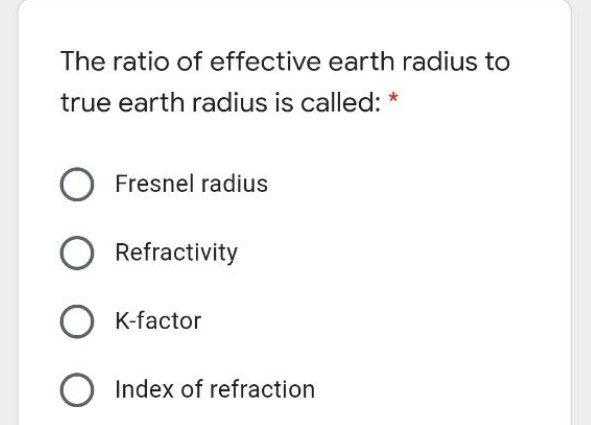 Solved The ratio of effective earth radius to true earth | Chegg.com