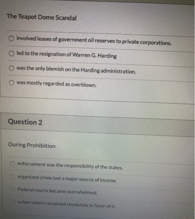 Solved The Teapot Dome Scandal involved leases of government | Chegg.com