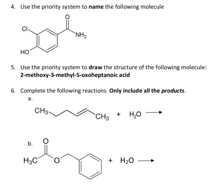 Solved 4. Use the priority system to name the following | Chegg.com