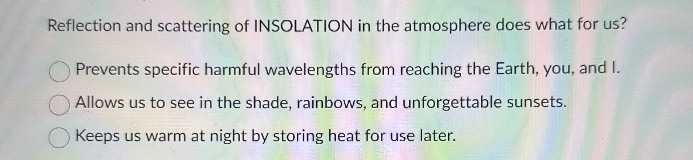 Solved Reflection and scattering of INSOLATION in the | Chegg.com