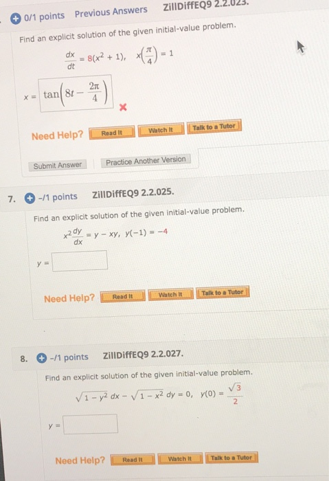 Solved ZillDiffEQ9 2 0/1 points Previous Answers Find an | Chegg.com Solved ZillDiffEQ9 2 0/1 points Previous Answers Find an | Chegg.com