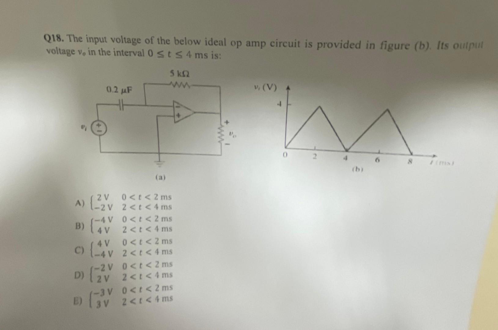 Solved Q18. The input voltage of the below ideal op amp | Chegg.com