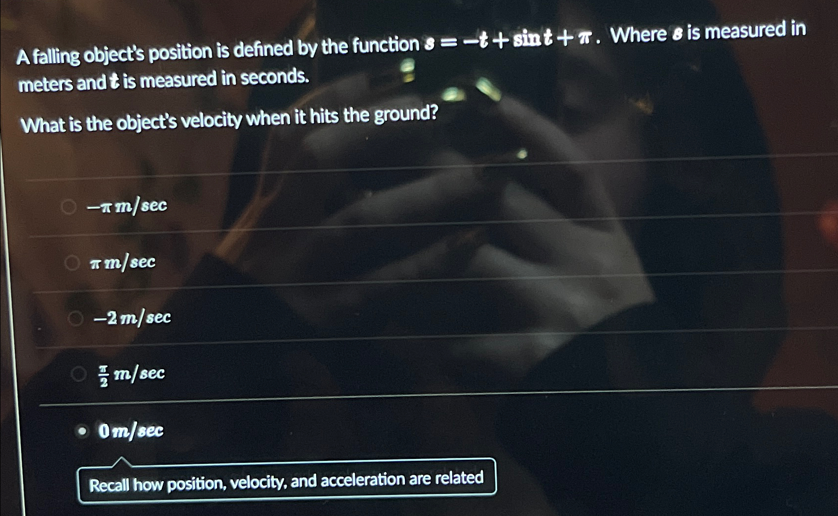 Solved A falling object's position is defined by the | Chegg.com