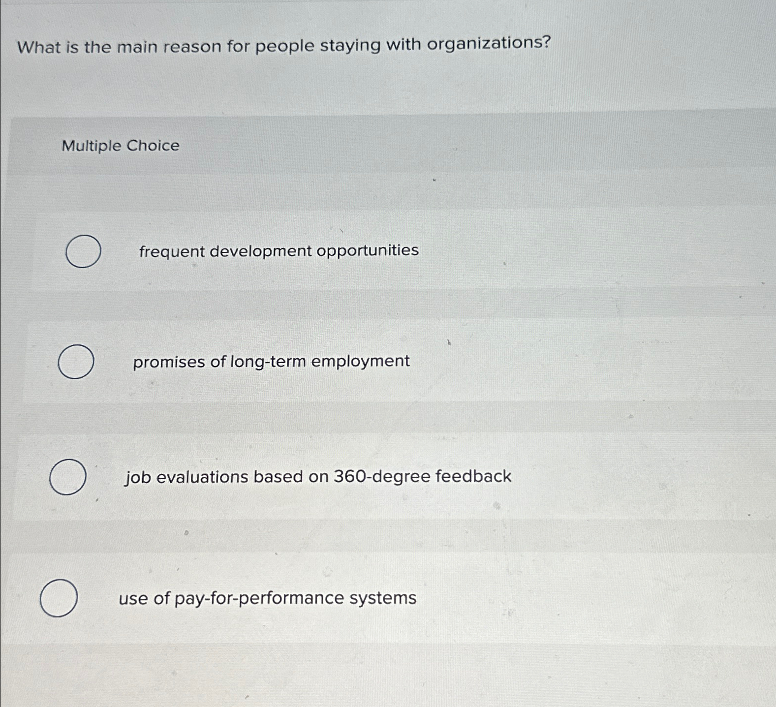 Solved What is the main reason for people staying with | Chegg.com