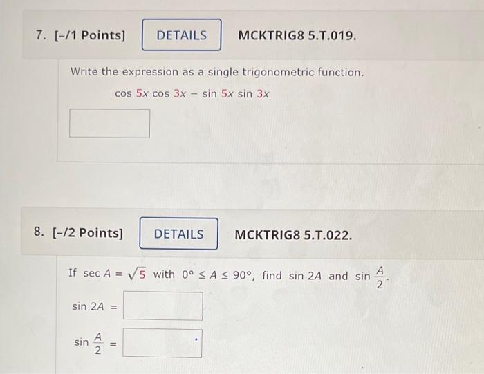 Solved Write the expression as a single trigonometric | Chegg.com