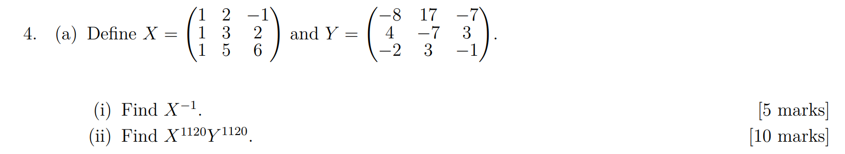 Solved (a) ﻿Define x=([1,2,-1],[1,3,2],[1,5,6]) ﻿and | Chegg.com