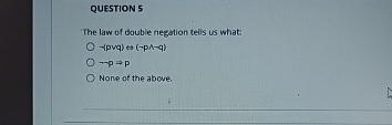 Solved QUESTION 5The law of double negation tells us | Chegg.com