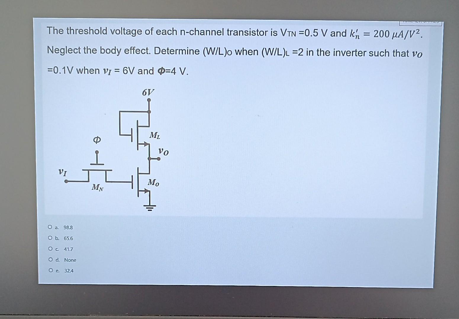 Solved The threshold voltage of each n-channel transistor is | Chegg.com