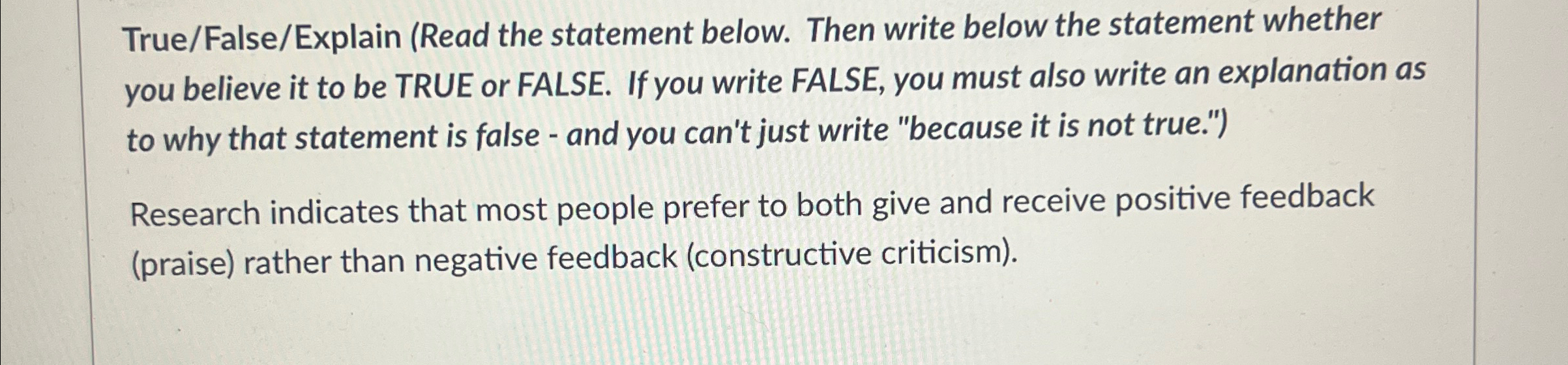 Solved True/False/Explain (Read the statement below. Then | Chegg.com