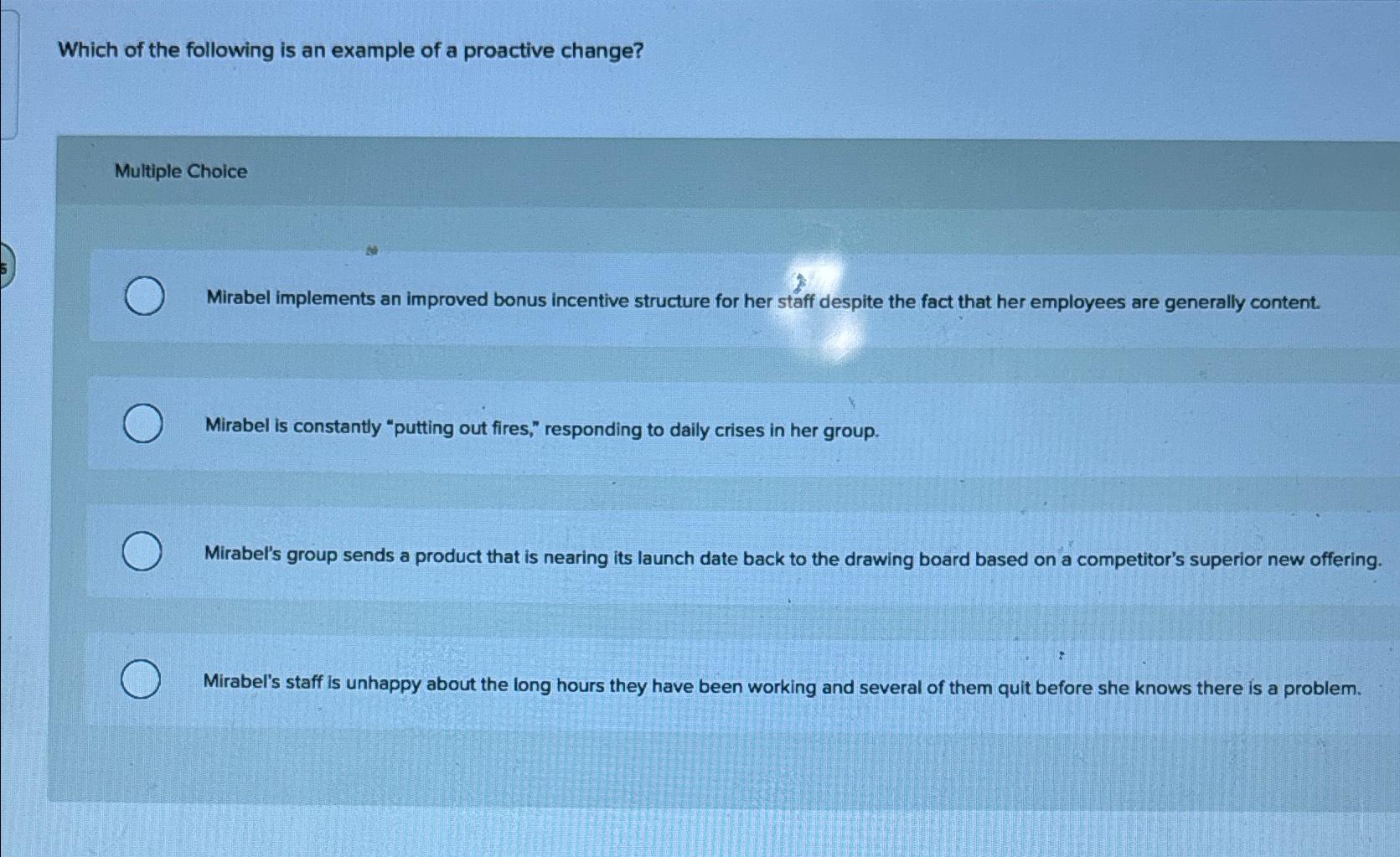 Solved Which of the following is an example of a proactive | Chegg.com