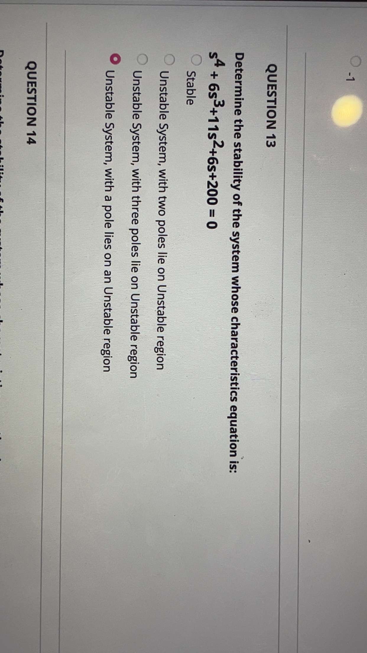 Solved QUESTION 13Determine the stability of the system | Chegg.com