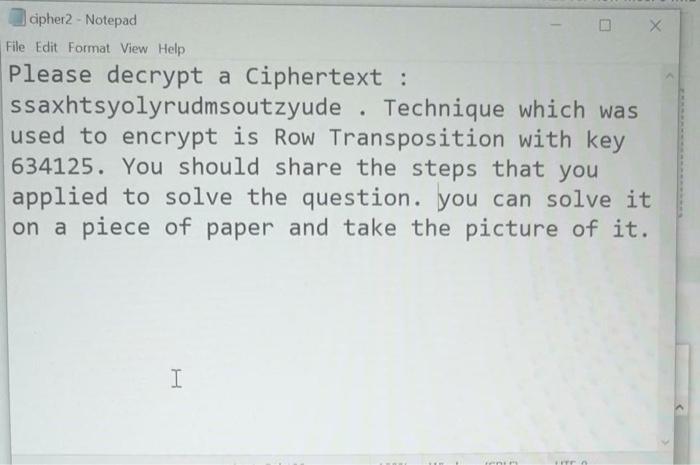 Solved dipher2 - Notepad File Edit Format View Help Please | Chegg.com