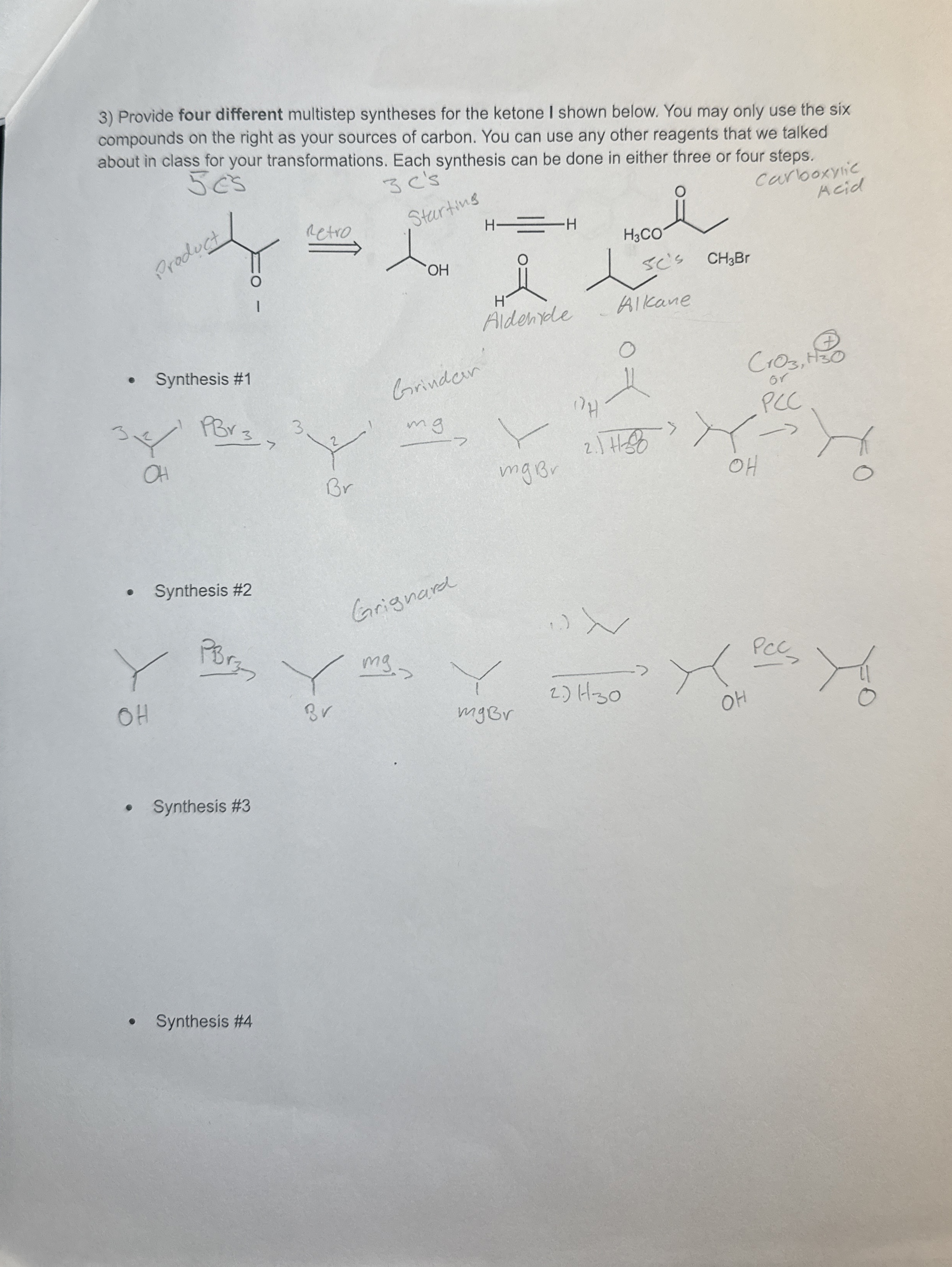 Solved Provide four different multistep syntheses for the | Chegg.com