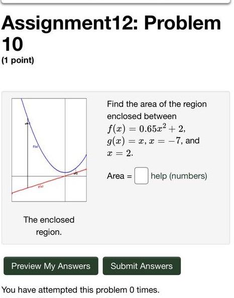 Solved Assignment12: Problem 10 (1 point) Find the area of | Chegg.com