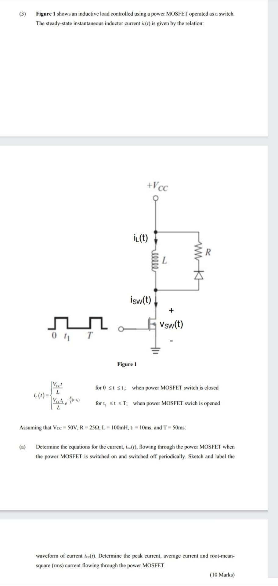 Solved (3) Figure 1 shows an inductive load controlled using | Chegg.com