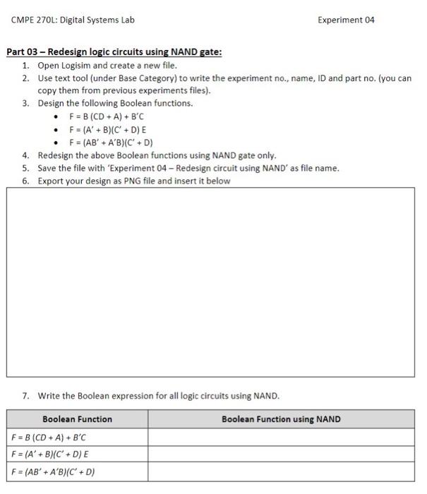Solved Part 03 - Redesign logic circuits using NOR gate: 1. | Chegg.com