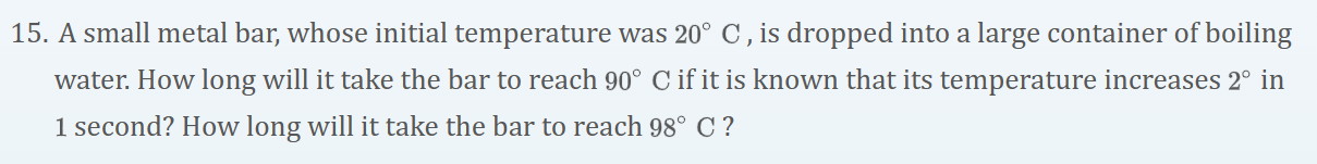 Solved A small metal bar, whose initial temperature was | Chegg.com