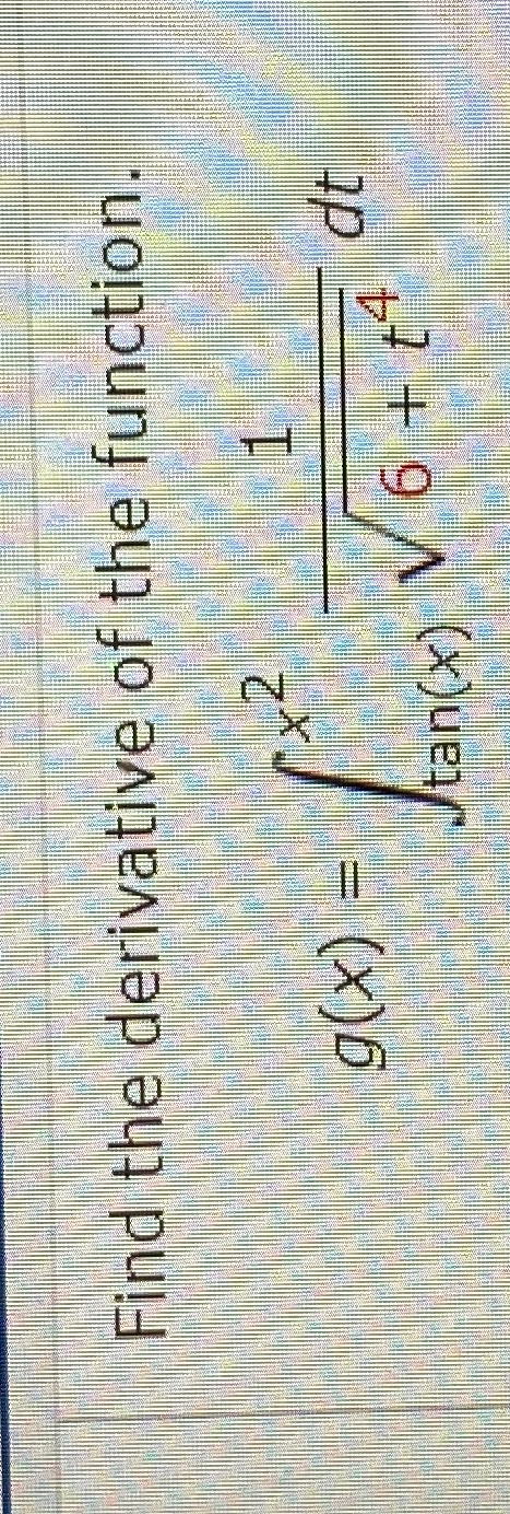 Solved Find the derivative of the | Chegg.com