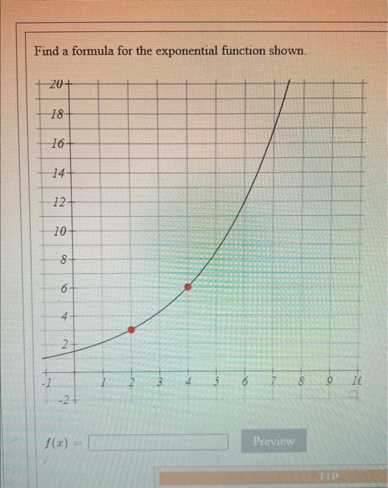Solved Find a formula for the exponential function shown. | Chegg.com