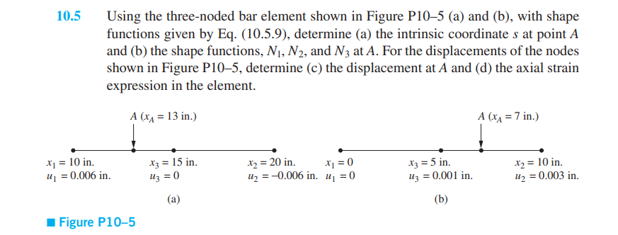 Solved 10.5 ﻿Using the three-noded bar element shown in | Chegg.com