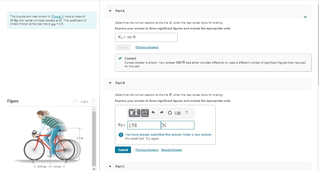 Solved The bicycle and rider shown in (Figure 1) ﻿have a | Chegg.com