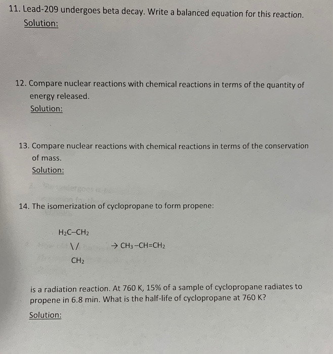 Solved 11. Lead-209 undergoes beta decay. Write a balanced | Chegg.com