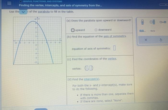 Solved of the parabola to fill in the table. (a) Does the | Chegg.com