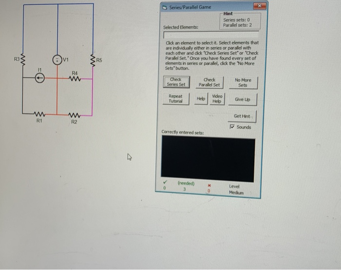 Solved Series/Parallel Game Hint Series sets: 0 Paralel | Chegg.com