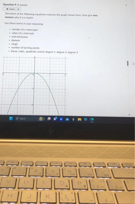Solved Tell which of the following equations matches the | Chegg.com