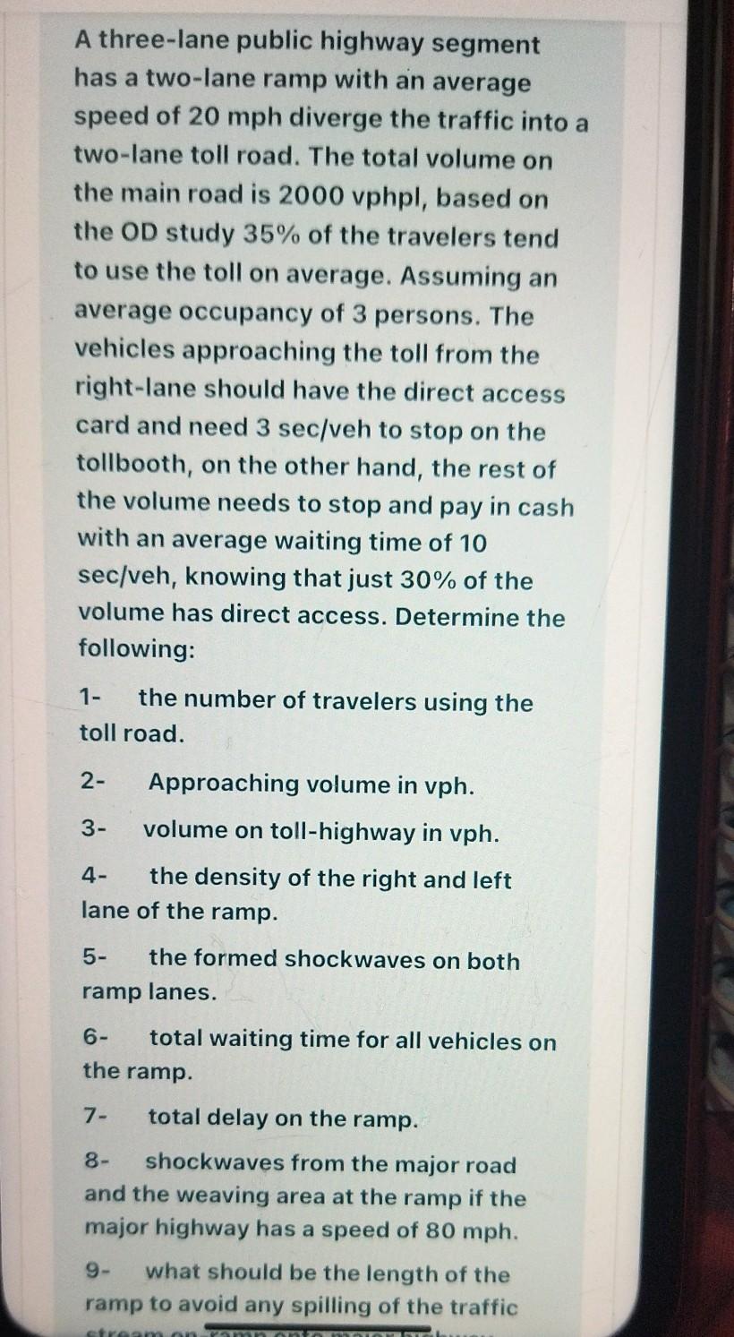 Solved A three-lane public highway segment has a two-lane | Chegg.com