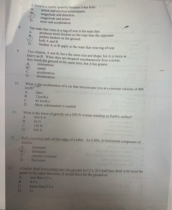 Solved force is a vector quantity because it has both: | Chegg.com