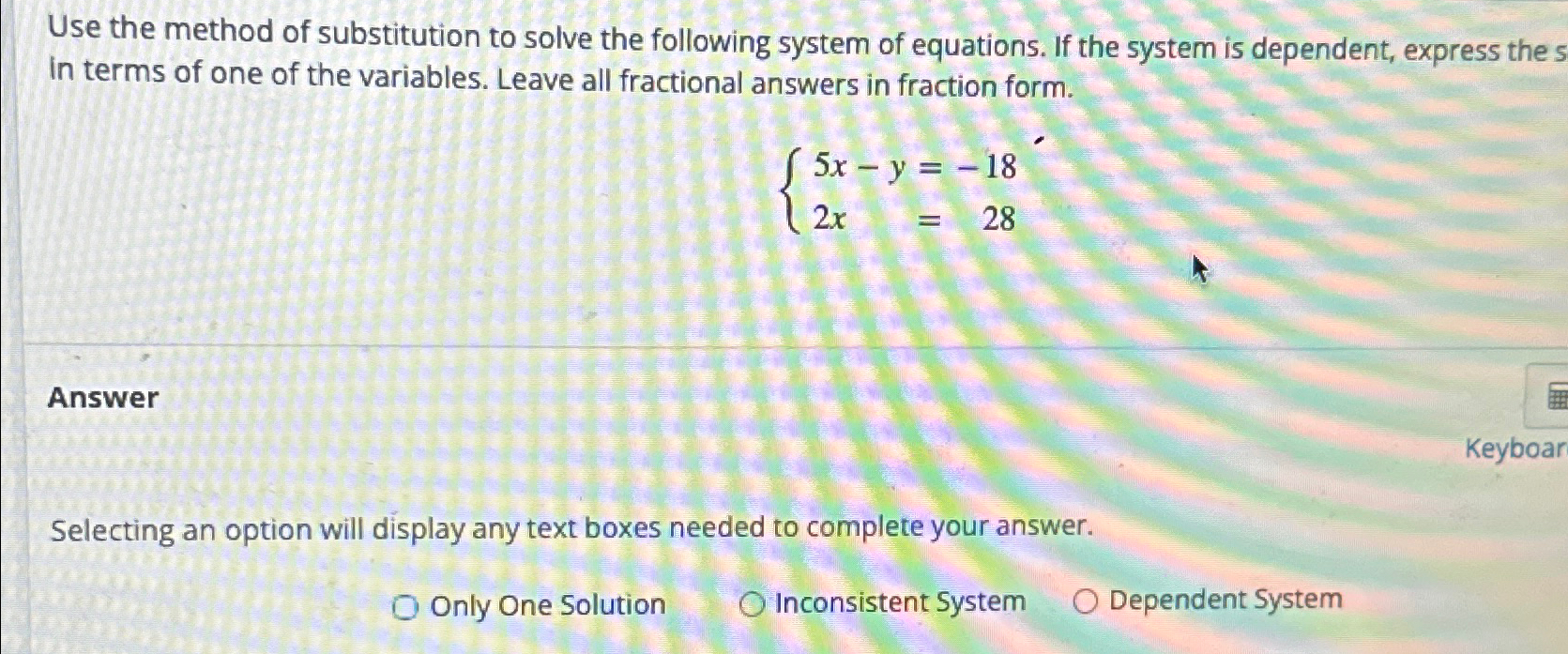 Solved Use the method of substitution to solve the following | Chegg.com