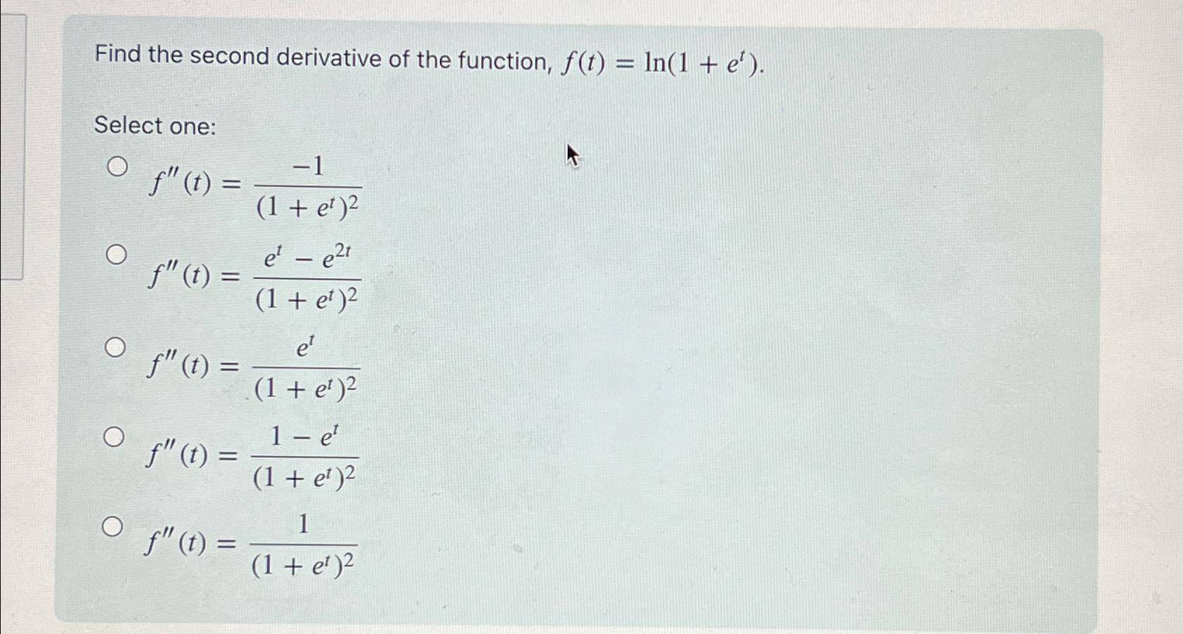 Solved Find the second derivative of the function, | Chegg.com