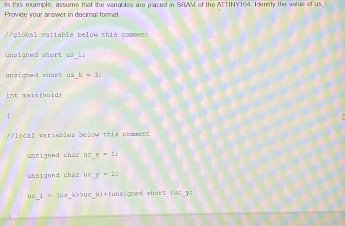 Solved In this example, assume that the variables are placed | Chegg.com