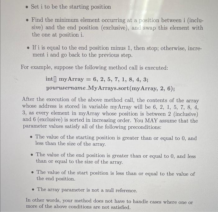 Solved A method called sort(), which takes as parameters an | Chegg.com