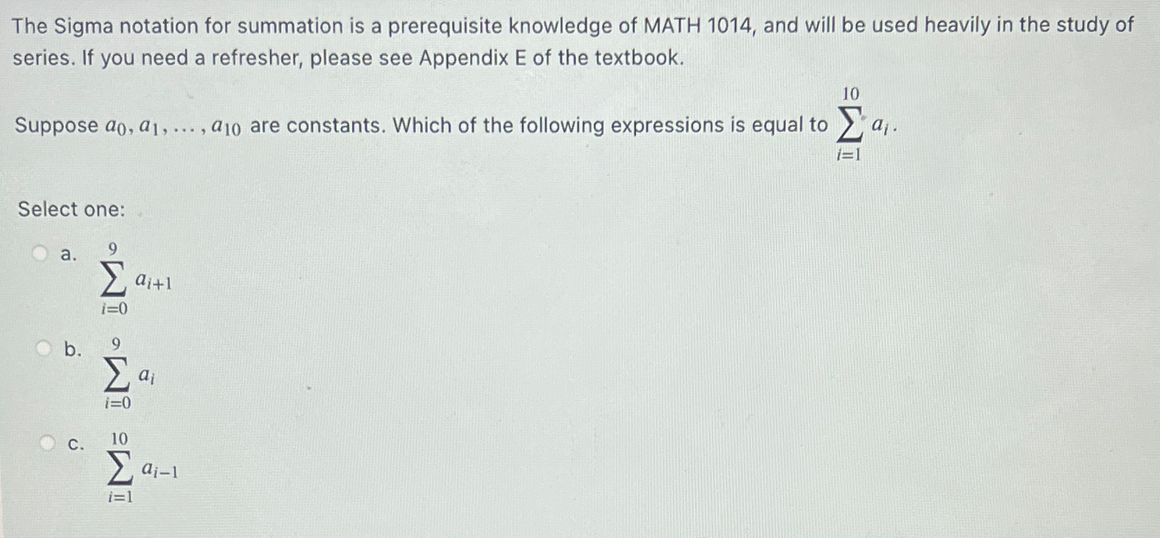 Solved The Sigma notation for summation is a prerequisite | Chegg.com