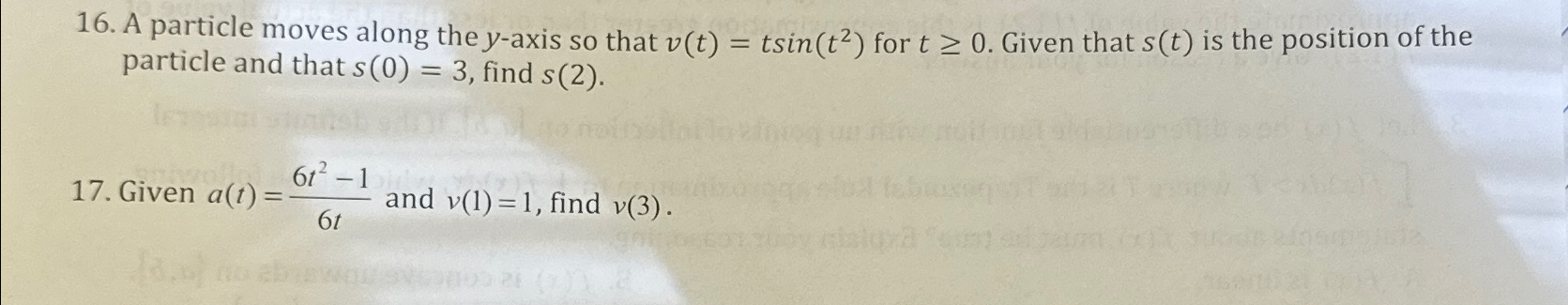 Solved A particle moves along the y-axis so that | Chegg.com