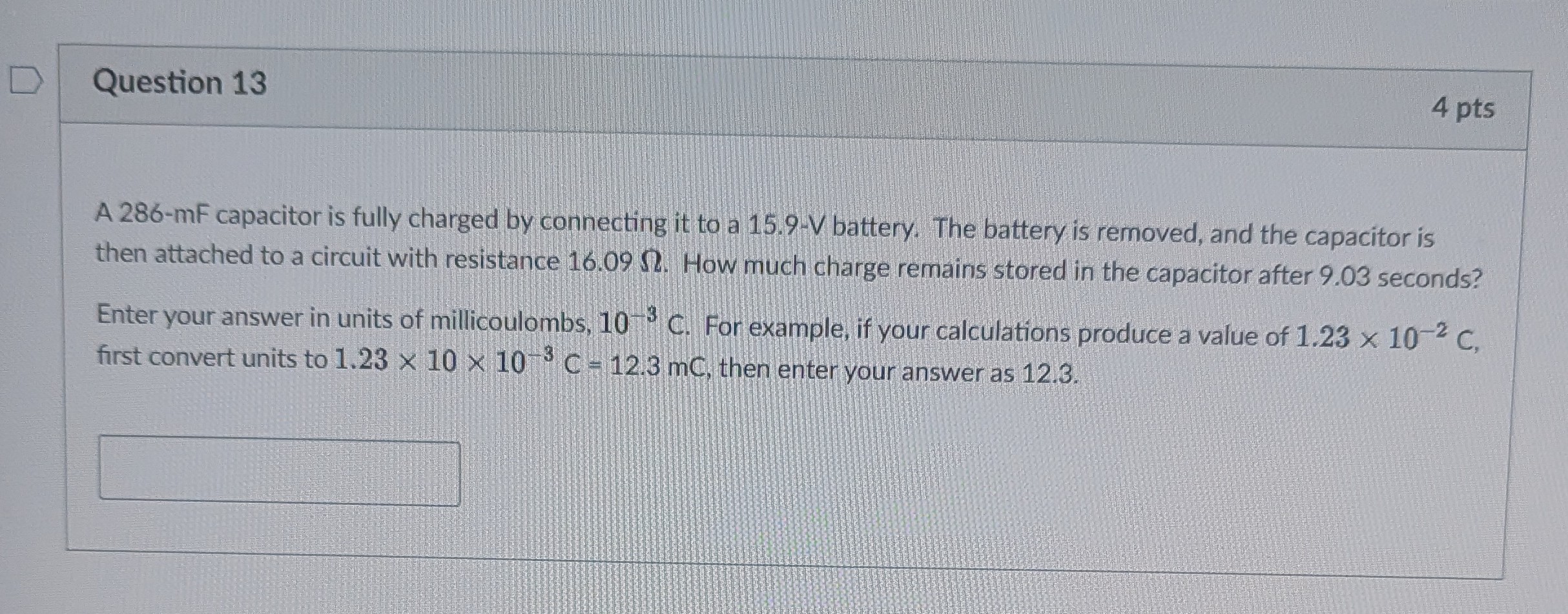 Solved Question 13A 286-mF ﻿capacitor is ﻿fully charged by | Chegg.com