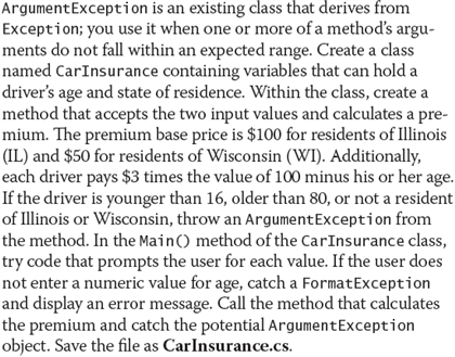 Solved Argument Exception is an existing class that derives | Chegg.com
