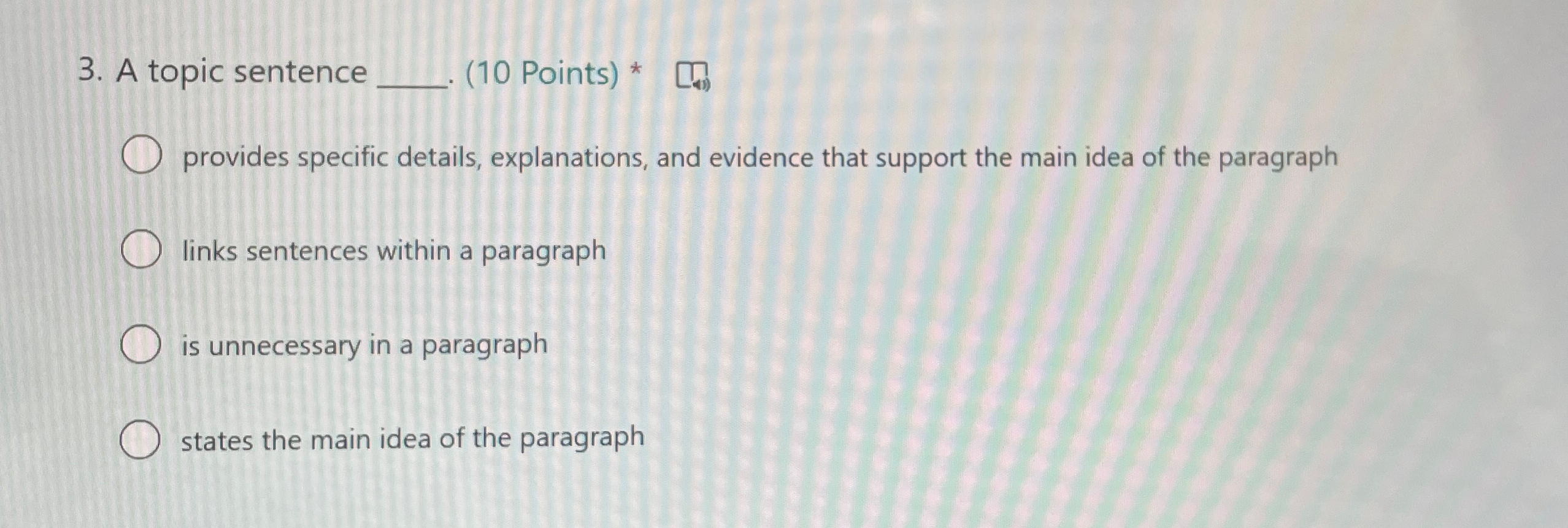 A topic sentence (10 ﻿Points) *provides specific | Chegg.com