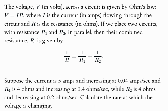 Solved The voltage, V (in volts), ﻿across a circuit is given | Chegg.com