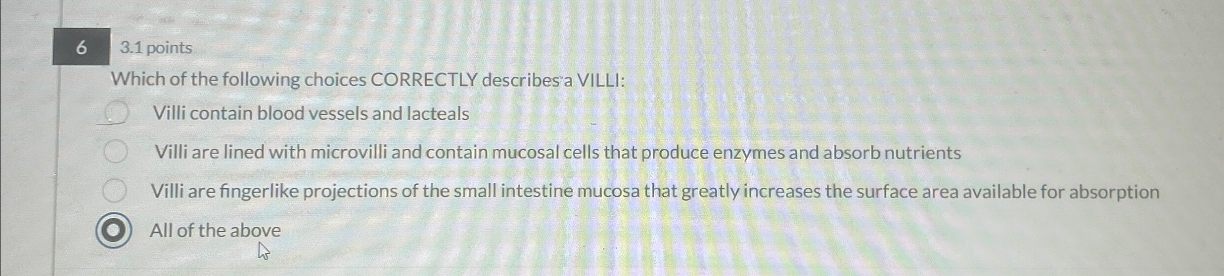 Solved 63.1 ﻿pointsWhich of the following choices CORRECTLY | Chegg.com