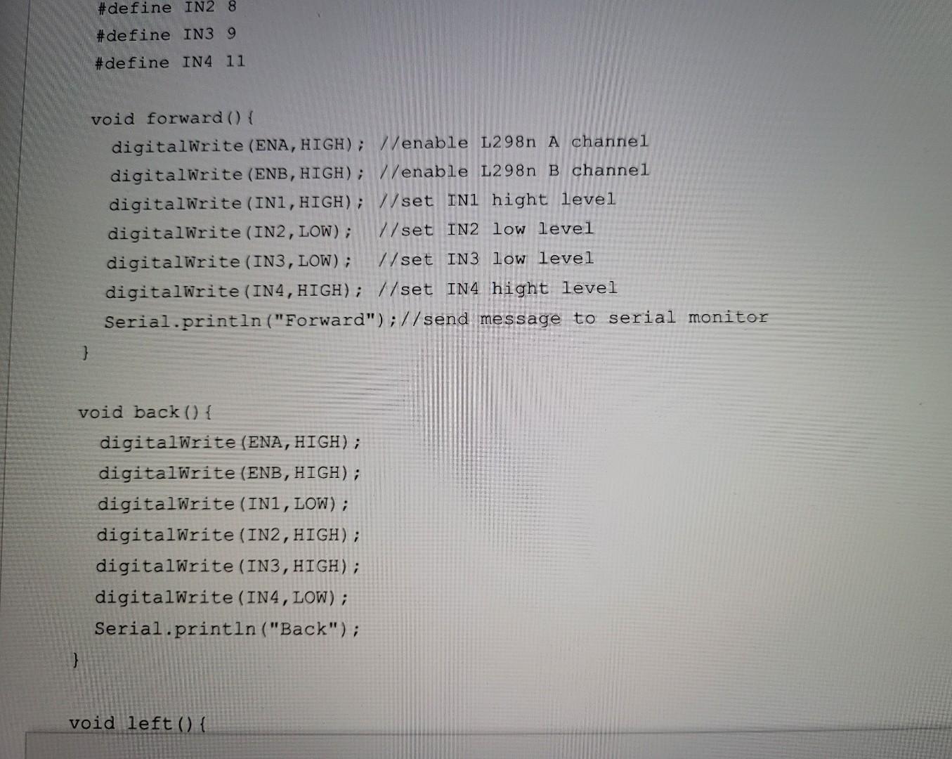 Solved void forward() digitalWrite (ENA, HIGH); / /enable | Chegg.com