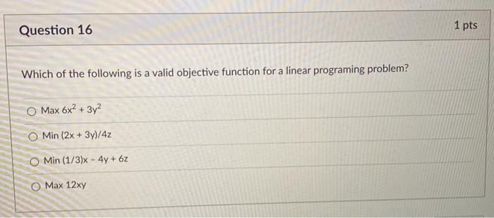 Solved Question 16 1 Pts Which Of The Following Is A Valid