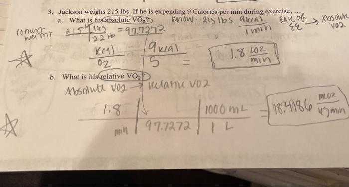Solved Rated Absolute VO2 conunt. weim I min 22 Ho A 3. | Chegg.com