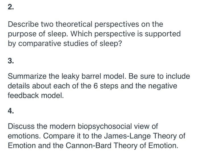 Solved 2. Describe two theoretical perspectives on the | Chegg.com