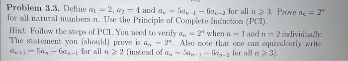 Solved Problem 3.3. Define a1=2,a2=4 and an=5an−1−6an−2 for | Chegg.com