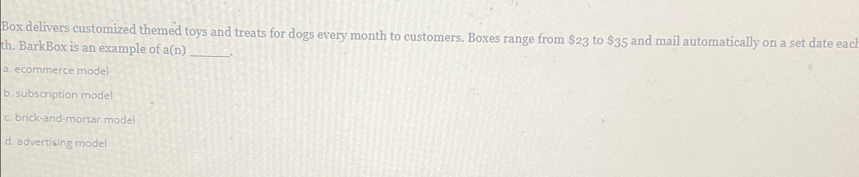 Solved Box delivers customized themed toys and treats for | Chegg.com